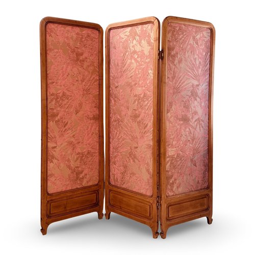 Antique Room Divider Screen with Japanese Style Jacquard for sale at Pamono