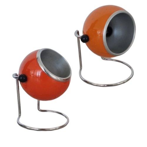 Vintage Italian Chromed Painted Metal Eyeball Table Lamps by Targetti ...