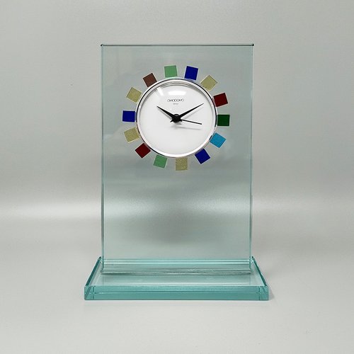 Italian Table Clock in Crystal by Omodomo, 1970s for sale at Pamono
