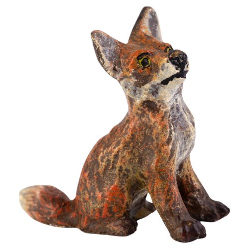 Austrian Cold Painted Bronze Sculpture Fox in the style of Bergman for ...