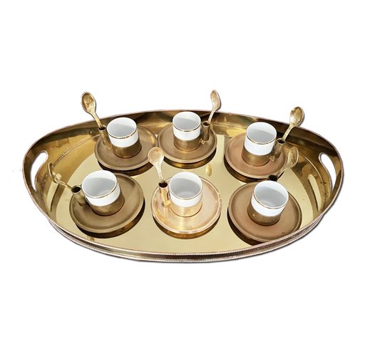 Game Coffee Cups with Bill Tray and Porcelain and Teaspo, Set of 7 for ...