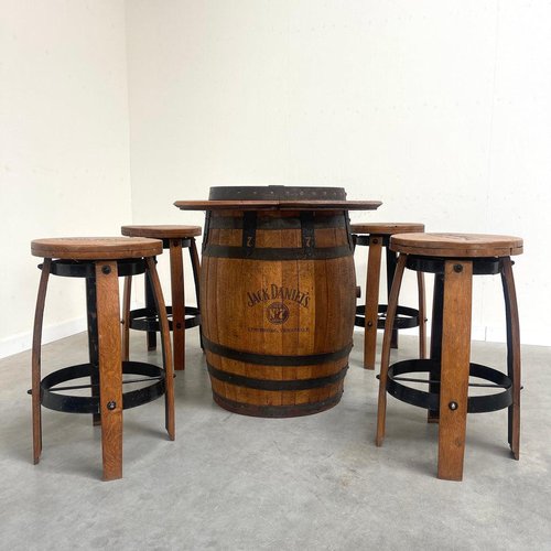 Vintage Jack Daniels Whiskey Bar with Stools, Set of 5 for sale at Pamono