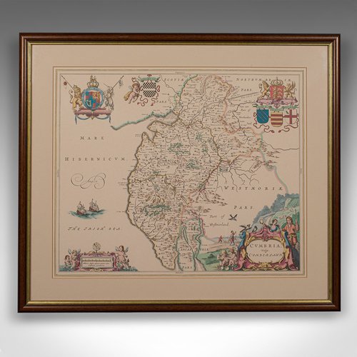 Antique English Lithography Map for sale at Pamono