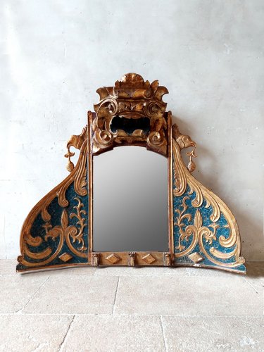 18th Century Italian Blue and Gold Church Mirror for sale at Pamono