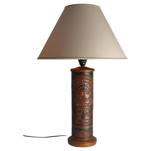 Mid-Century Modern Aztec Motif Hand Tooled Leather Table Lamp for sale ...