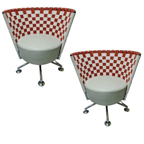 Set of Vintage Swivel Leather Circus Chair by Peter Maly for COR for ...