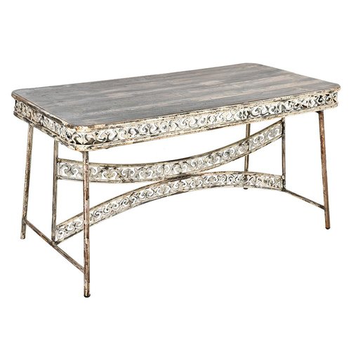 Mesa de metal picado con tablero de madera en venta en Pamono