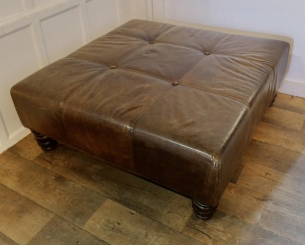 Large Leather Chesterfield Ottoman, 1960s for sale at Pamono