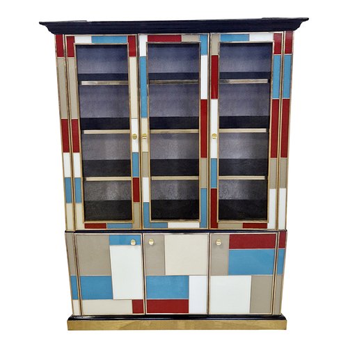Enlightenment Colored Glass Bookcase, 1980s for sale at Pamono