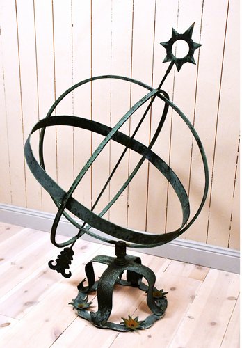 Large Swedish Garden Wrought Copper Sundial, 1950s for sale at Pamono