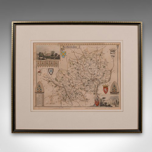 Antique Framed Lithographic Map of Hertfordshire, England for sale at ...