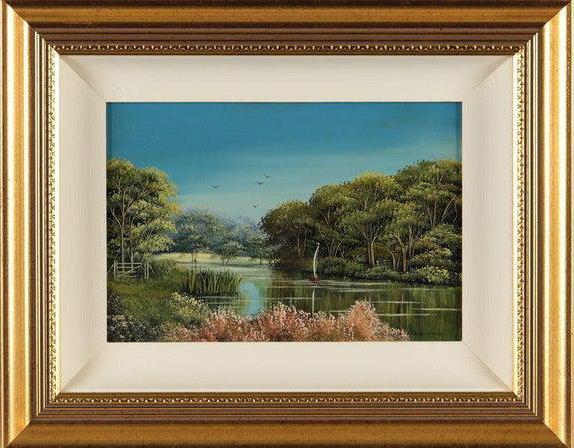 Linda D Brooks, English River Scene, 1980, Miniature Oil Painting ...