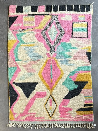 Modern Pink and Tan Boho Moroccan Boujad Berber Area Rug, 2000s for ...