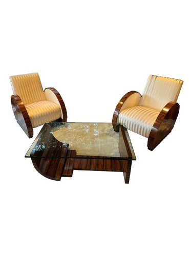 Art Deco Living Room Set, Set of 3 for sale at Pamono