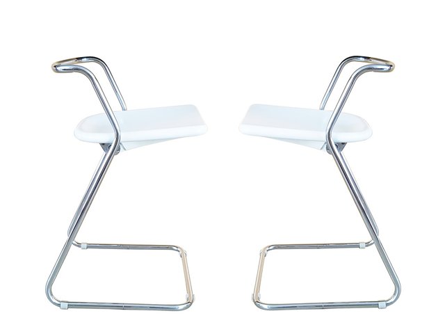 Weiße Hocker aus Kunststoff & verchromtem Metall von C. Salocchi für Alberti, 1970er, 2er Set ...