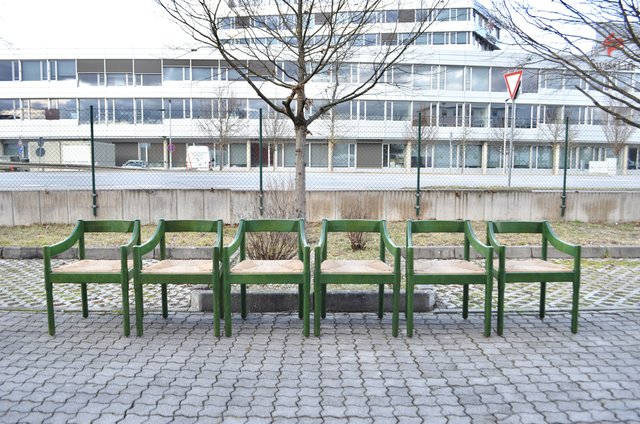 Sedia Carimate verde in legno di betulla di Vico Magistretti, anni '60 ...