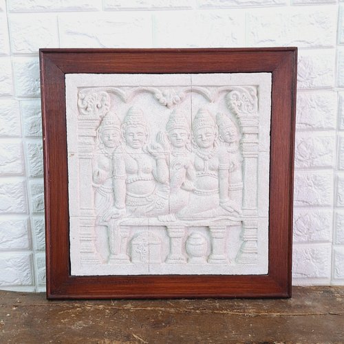 Vintage Carved Stone Wall Plaque in Frame for sale at Pamono