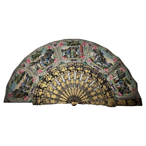 Filipino Hand-Painted Fan, 1880s for sale at Pamono