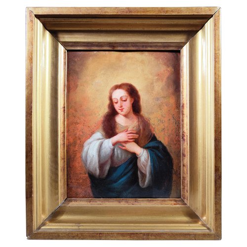 Virgin Mary, Oil on Copper, 17th Century, Framed for sale at Pamono