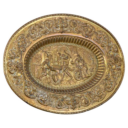19th Century Oval Apparatus Salver in Yellow Metal for sale at Pamono
