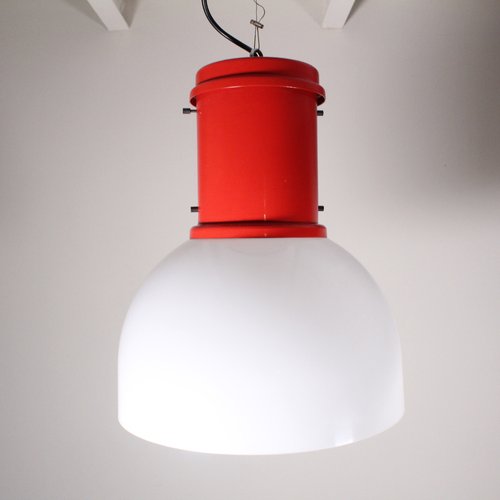 Small Red Ceiling Lamp by Roberto Menghi Fontana Arte for sale at Pamono
