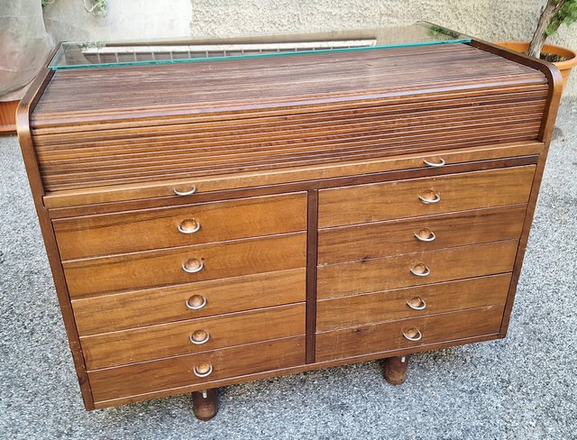 Cajonera modelo 804 de nogal con contraventana y escritorio de ...