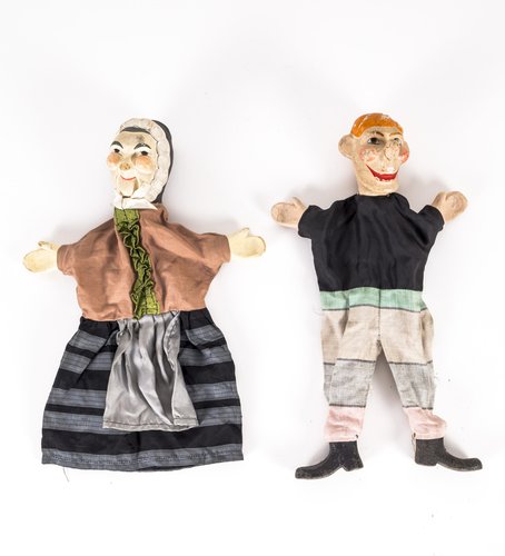 Kasper Theater Wooden Finger Puppets, 1900s, Set of 2 for sale at Pamono
