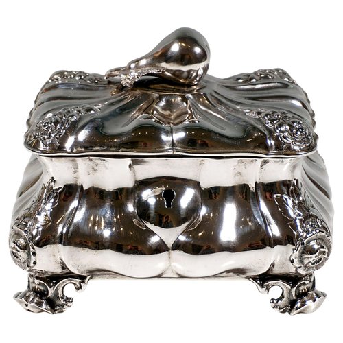 Antique Biedermeier Silver Sugar Box with Pear Knob attributed to ...