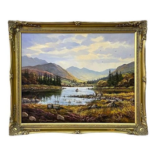 William Yeaman, Rowing on a Lake in the Irish Mountain Landscape with ...