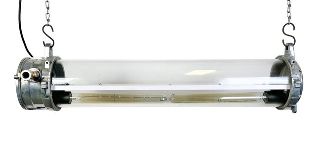 French Industrial Polished Aluminium Hanging Tube Light, 1970s for sale ...