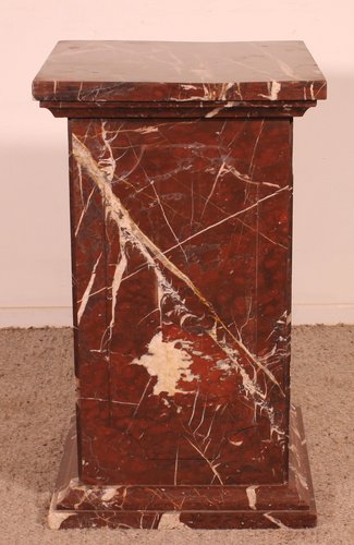 19th Century Pedestal in Royal Red Marble for sale at Pamono