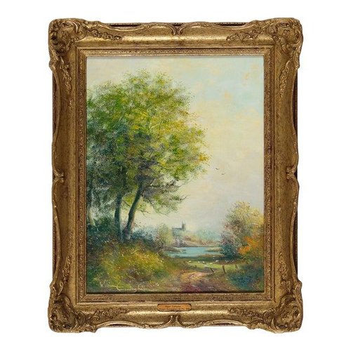 William Cunningham, Irish Countryside Scene with Cathedral in the ...