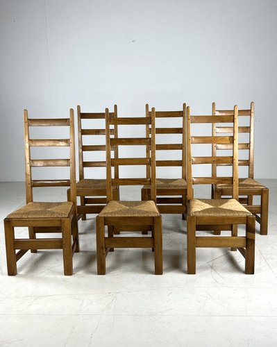 Vintage Oak Chairs, 1970s, Set of 6 for sale at Pamono