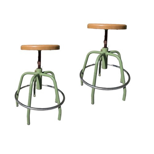 Spanische Vintage Industrie Hocker, 2er Set bei Pamono kaufen