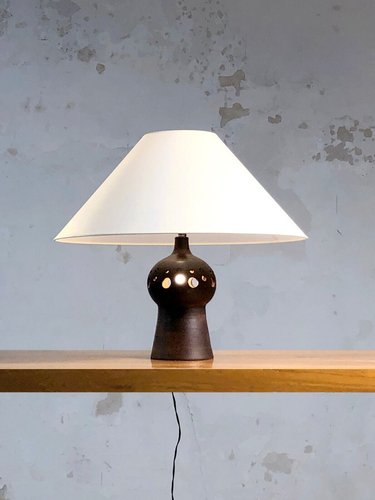 Brutalist Rustic Ceramic Table Lamp by Lam, 1950s for sale at Pamono