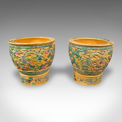 Large Vintage Chinese Planters in Ceramic, 1930s, Set of 2 for sale at ...