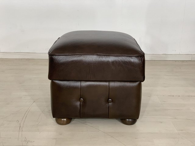 Chesterfield Pouf in Dark Brown for sale at Pamono