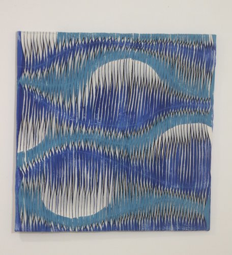 Textile Sculpture Painting with Wave and Relief Effect Using Blue ...