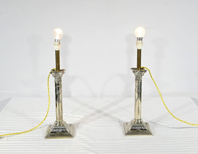 Electrified Torches in Silver Metal, Set of 2 for sale at Pamono