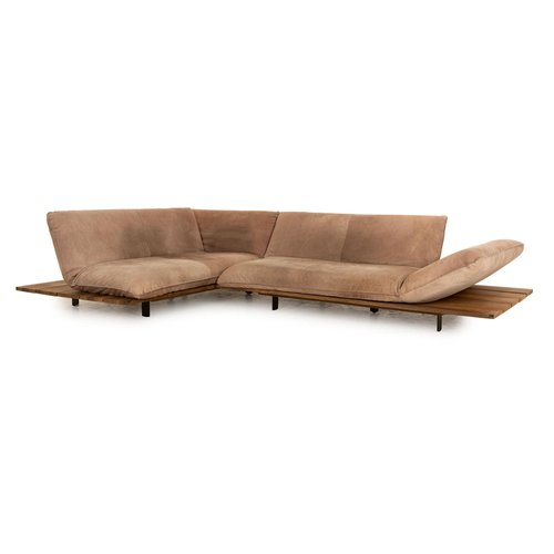 Akito Corner Sofa in Brown Leather and Smoked Oak from Bullfrog for ...