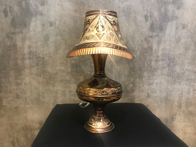 Antique Hand-Carved Metal Lamp for sale at Pamono