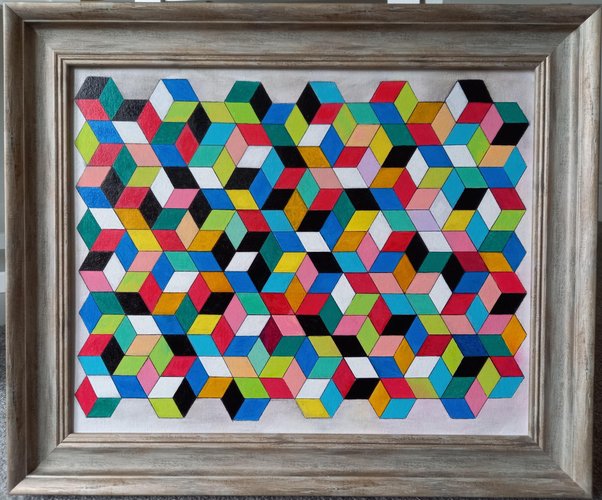 Christopher Barrow, Impossible Blocks, 2024, Oil on Board, Framed for ...