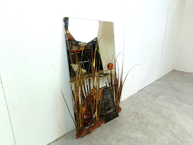 Sculpted Copper Mirror by Daniel Dhaeseleer, 1970s for sale at Pamono