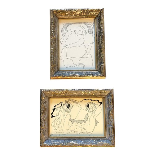 Wayne Cunningham, Abstract Compositions, 1990s, Ink Drawings on Paper ...