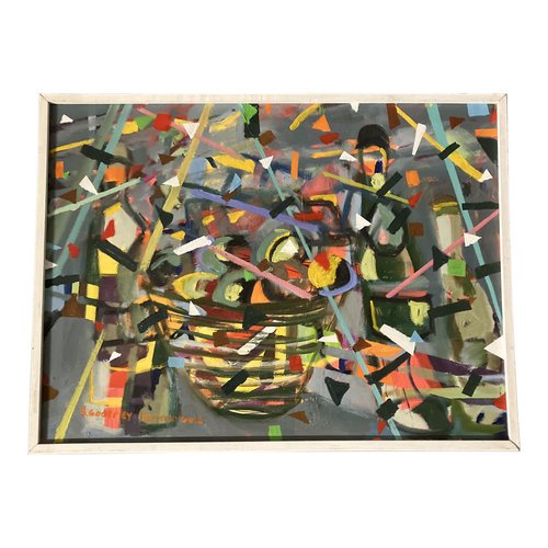 Abstract Basket, 1980s, Painting on Canvas for sale at Pamono