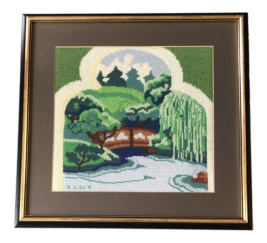 Vintage Needlepoint Landscape in Custom Frame for sale at Pamono
