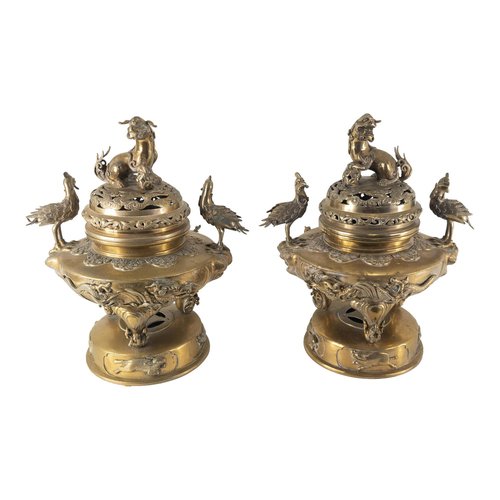 Japanese Bronze Incense Burner Censers, Set of 2 for sale at Pamono