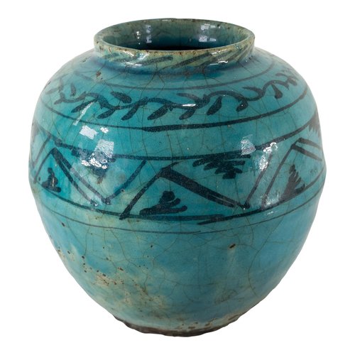 Antique Turquoise Blue Glazed Jar for sale at Pamono