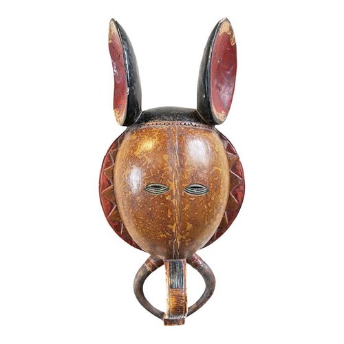 Masque Eléphant d'Afrique Peint Vintage en vente sur Pamono