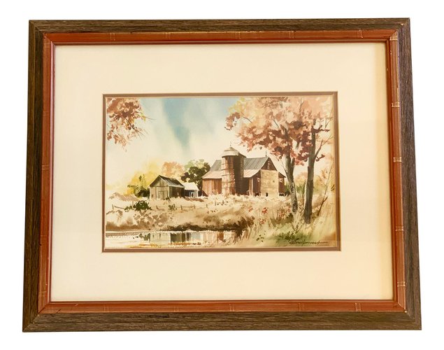 Traditional Vintage Barn Watercolor Painting by Keith Hoffman, 1980s ...